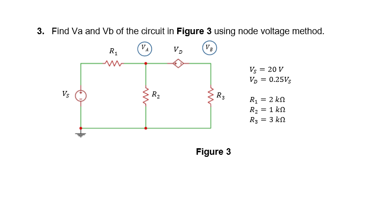 Solved 3. Find Va and Vb of the circuit in Figure 3 using | Chegg.com