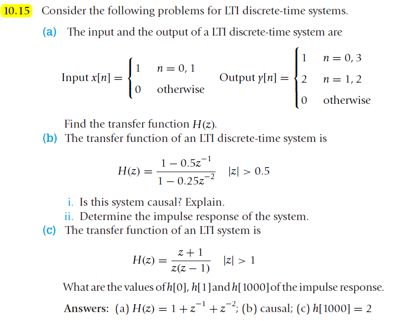 Solved Consider The Following Problems For Lti Discrete Time 