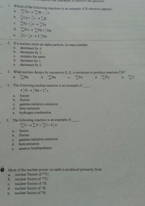 Solved 1. Which of the following reactions is an example of | Chegg.com
