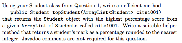 Solved Using your Student class from Question 1, write an | Chegg.com