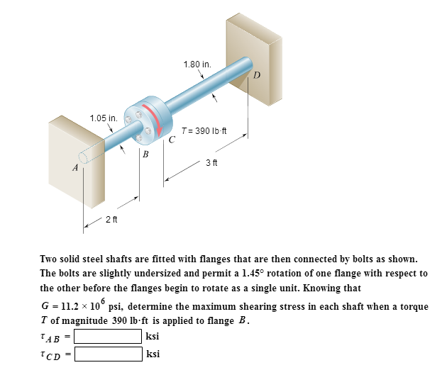 Solved Two solid steel shafts are fitted with flanges that | Chegg.com