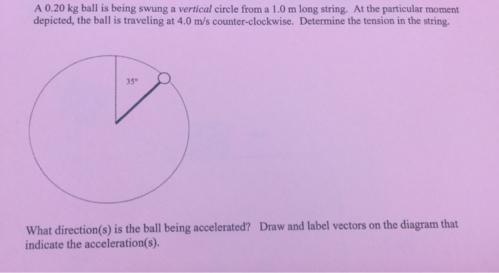 Solved A 0.20 kg ball is being swung a vertical circle from | Chegg.com