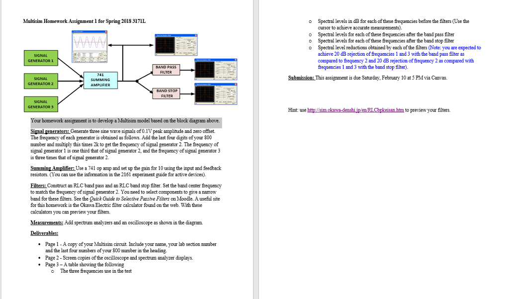 Solved Multisim Homework Assignment 1 for Spring 2018 3171L | Chegg.com