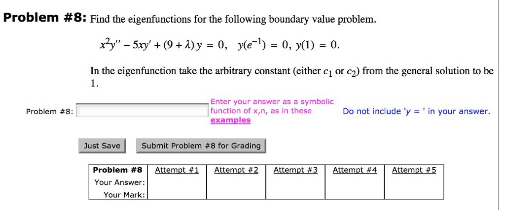 Solved Problem # 8: Find the eigenfunctions for the | Chegg.com