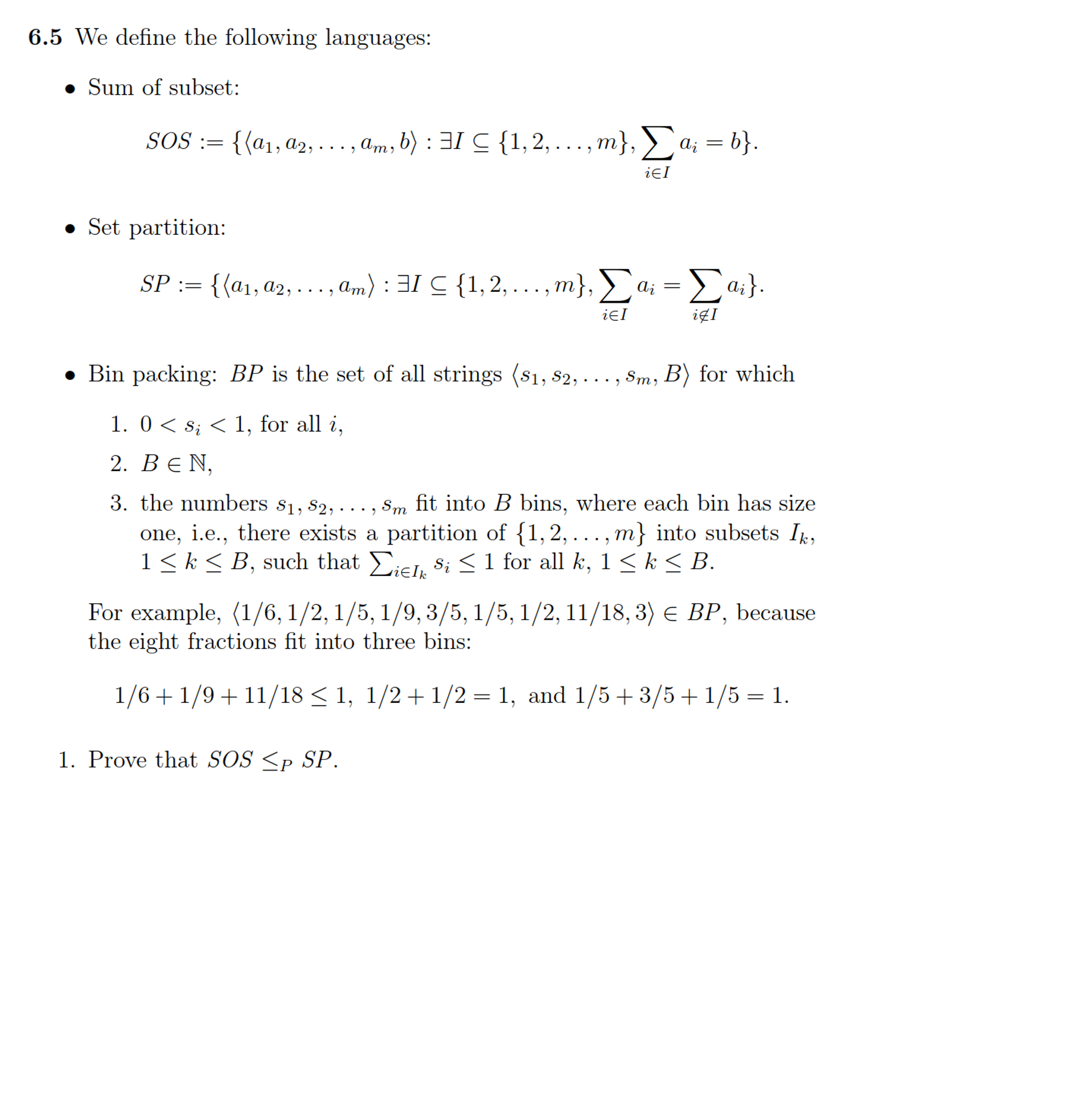 We define the following languages: Sum of subset: | Chegg.com