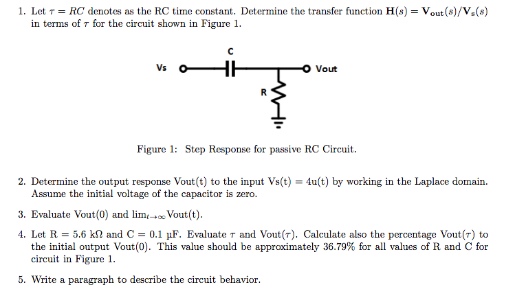 Solved Let tau = RC denotes as the RC time constant. | Chegg.com