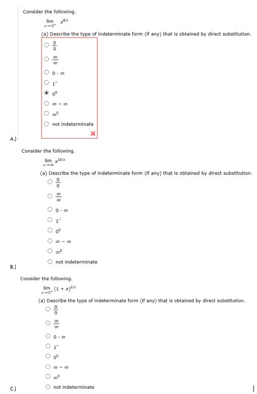 Solved Consider the following lim (a) Describe the type of | Chegg.com