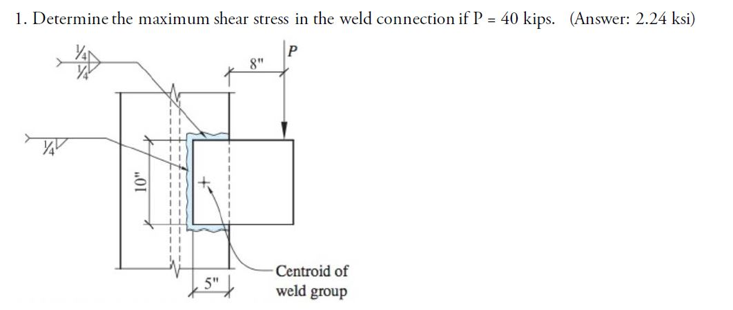 Solved Determine the maximum shear stress in the weld | Chegg.com Solved Determine the maximum shear stress in the weld | Chegg.com