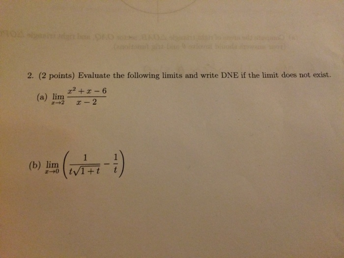 Solved Evaluate the following limits and write DNE if the | Chegg.com