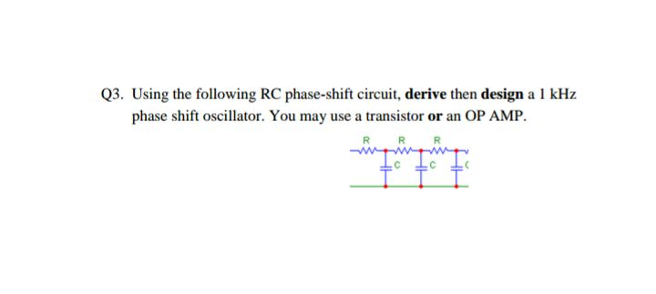 Solved Using the following RC phase-shift circuit, derive | Chegg.com