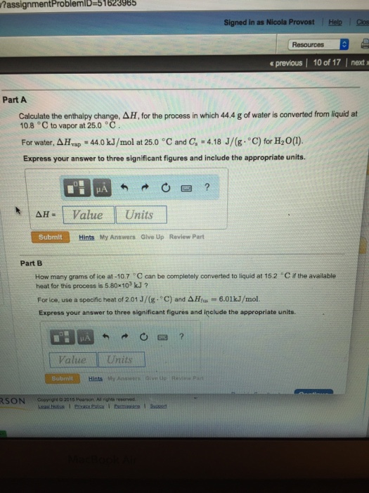 Solved Calculate the enthalpy change. A , for the process in | Chegg.com