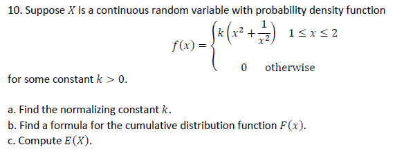 Solved Suppose X is a continuous random variable with | Chegg.com