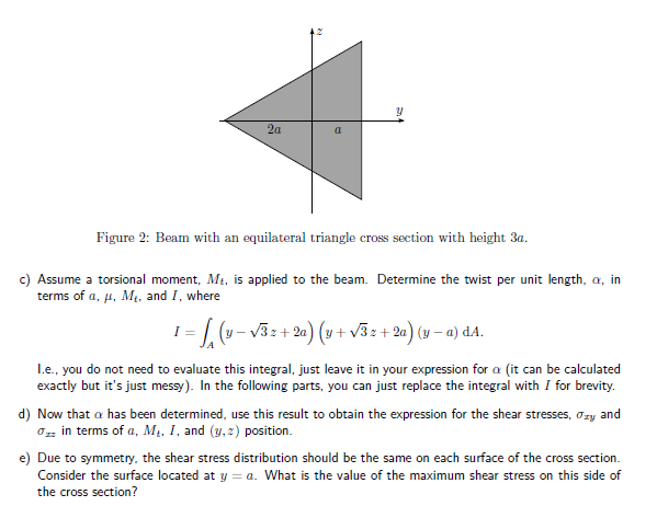 Problem 2: torsion of a beam with triangular cross | Chegg.com