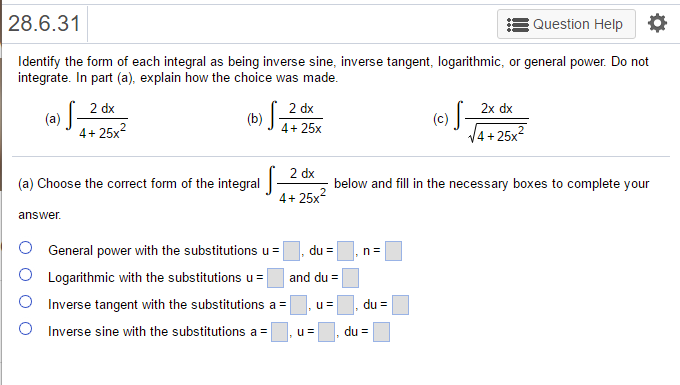 Solved 28.6.31 Question Help Identify the form of each | Chegg.com