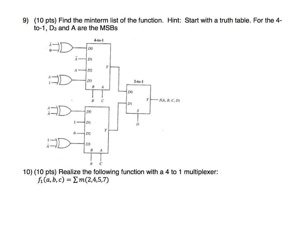 Solved 9) (10 pts) Find the minterm list of the function. | Chegg.com