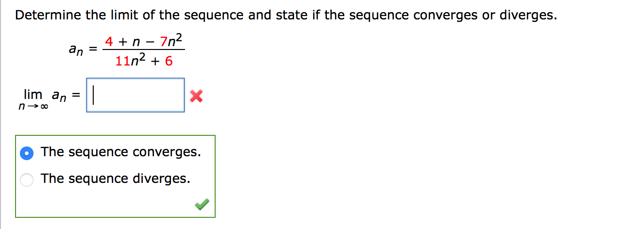 Solved Determine the limit of the sequence and state if the | Chegg.com