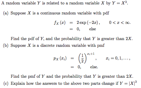Solved A random variable Y is related to a random variable X | Chegg.com