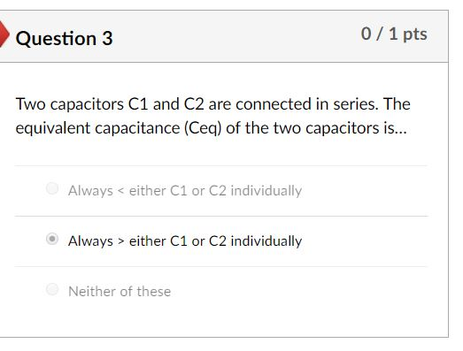 Solved Question 3 0/1 pts Two capacitors C1 and C2 are | Chegg.com