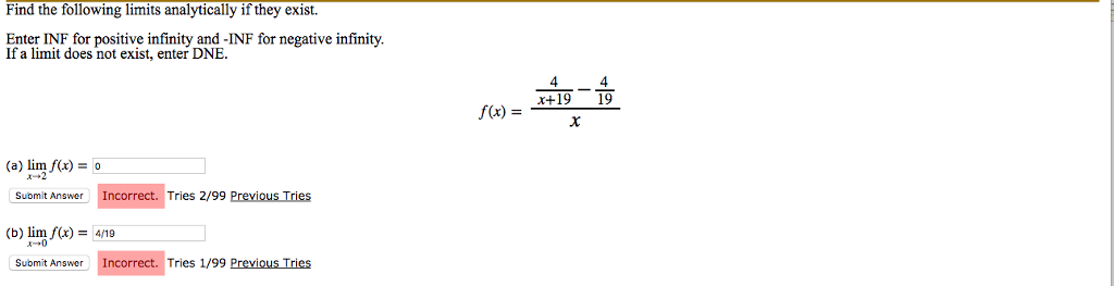 Solved Find the following limits analytically if they exist. | Chegg.com