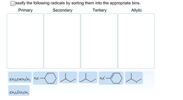 Solved Classify the following radicals by sorting them into | Chegg.com