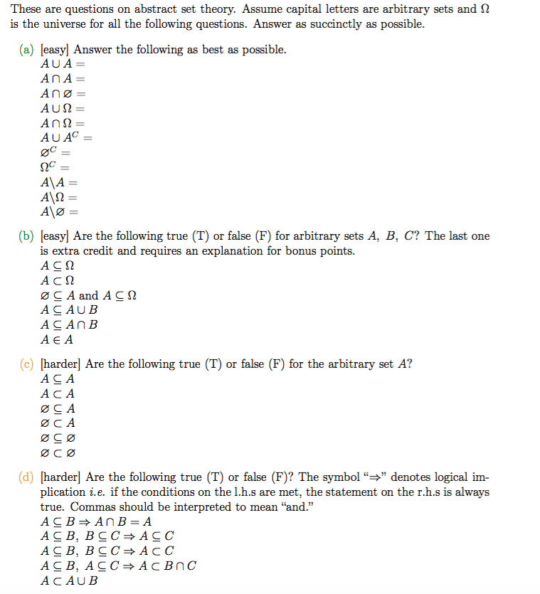 Solved These are questions on abstract set theory. Assume | Chegg.com