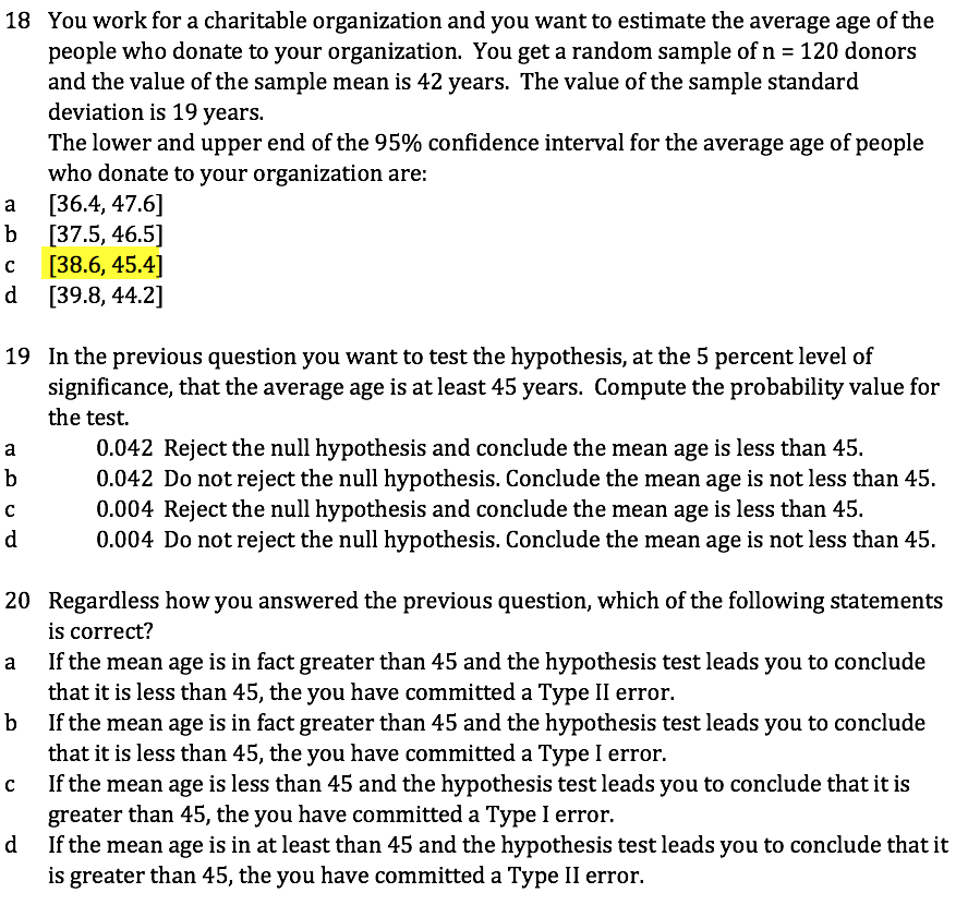 Solved I know that the answer to 18 is C, but I am having | Chegg.com