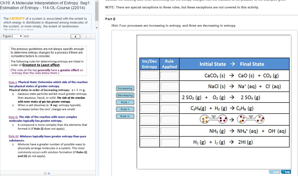 Solved A Molecular Interpretation Of Entropy Seg 1