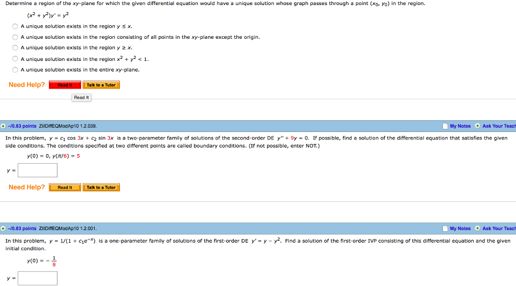 Solved Determine a region of the xy-plane for which the | Chegg.com