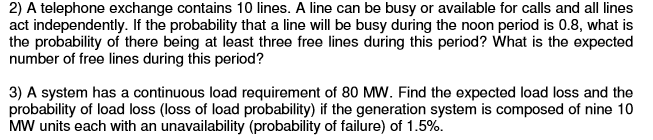 Solved A telephone exchange contains 10 lines. A line can be | Chegg.com