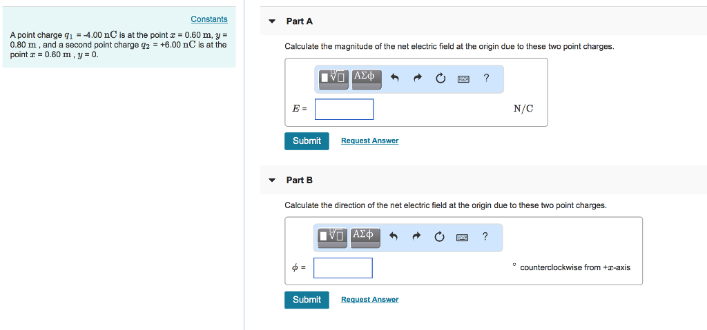Solved Constants Part A A point charge q1 4.00 nC is at | Chegg.com Solved Constants Part A A point charge q1 4.00 nC is at | Chegg.com