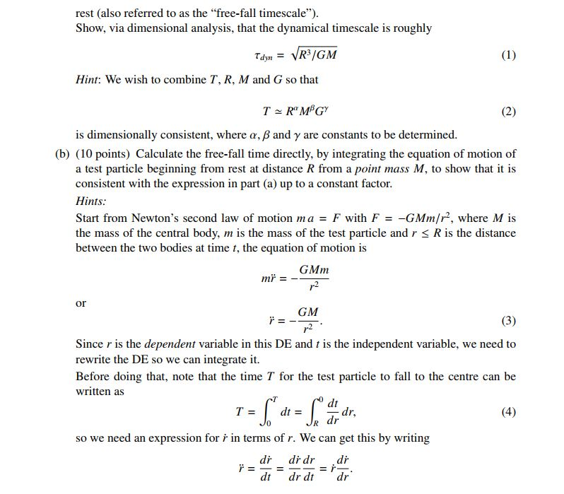 Solved Calculate the free-fall time directly, by integrating | Chegg.com