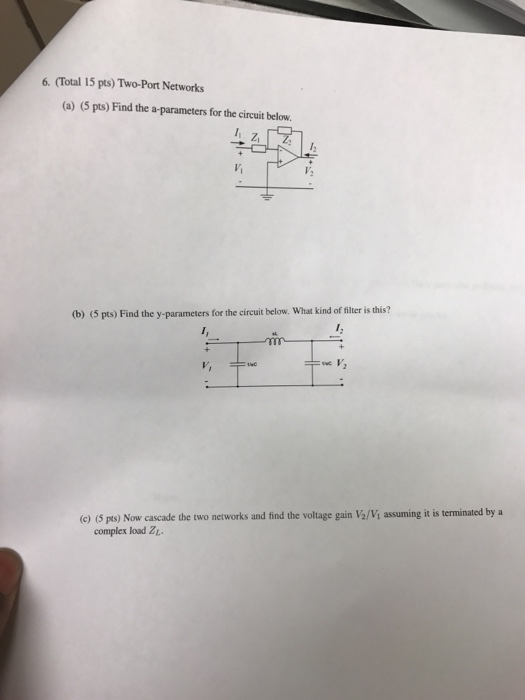 Solved Two-Port Networks Find the a-parameters for the | Chegg.com