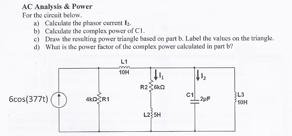 Solved For the circuit below. a) Calculate the phasor | Chegg.com