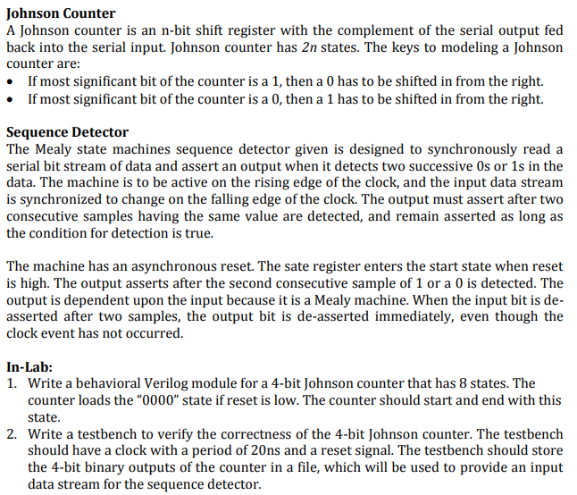 Johnson Counter A Johnson counter is an n-bit shift | Chegg.com