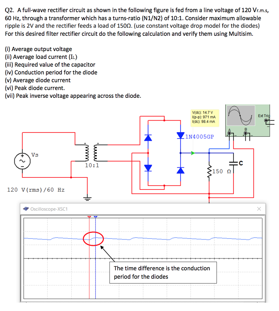 Solved Q2. A full-wave rectifier circuit as shown in the | Chegg.com