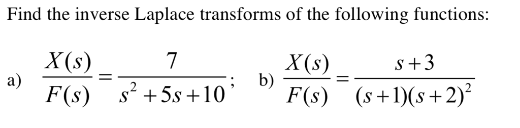 Solved Find the inverse Laplace transforms of the following | Chegg.com