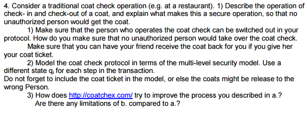 Consider a traditional coat check operation (e.g. at | Chegg.com