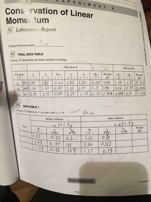 Solved PERIMENT8 Cons rvation of Linear Mome tum Laboratory | Chegg.com
