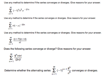 Solved Use any method to determine if the series converges | Chegg.com