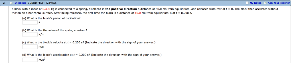 Solved 2. -14 points BUElemPhys1 12.P.032 My Notes Ask Your | Chegg.com Solved 2. -14 points BUElemPhys1 12.P.032 My Notes Ask Your | Chegg.com