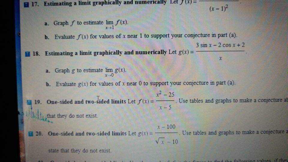 Solved Estimating A Limit Graphically And Numerically Lety 