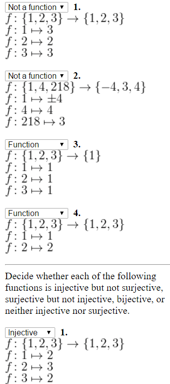 Solved Not a function 1. f: {1.2.3) → {1.2.3} Not a | Chegg.com
