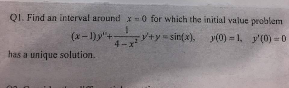 Solved Find an interval around x = 0 for which the initial | Chegg.com