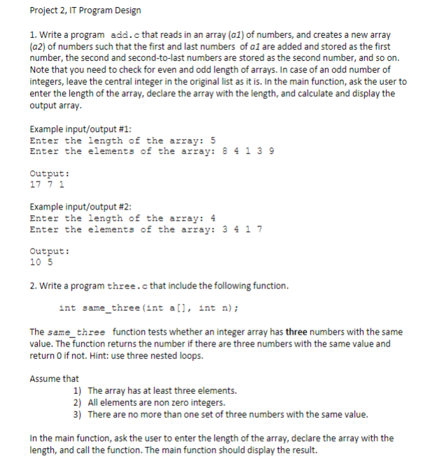 Solved Write A Program Addc That Reads An Array A1 Of 2057