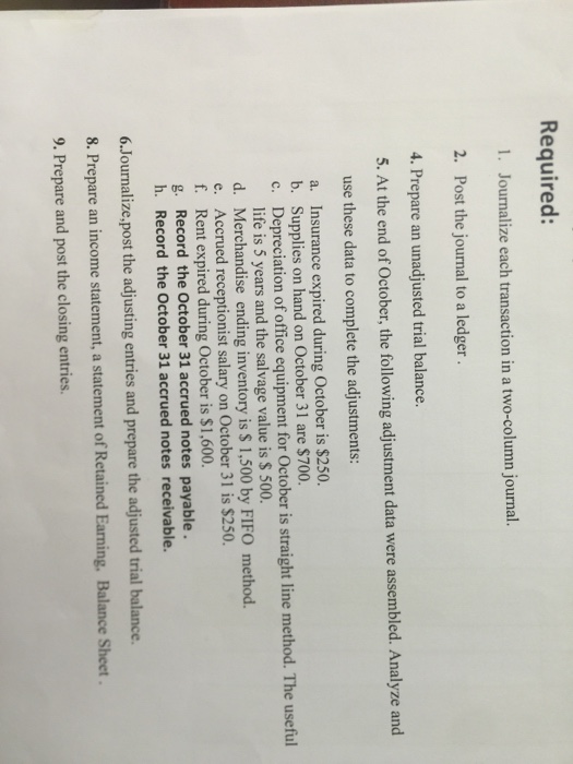 Journalize each transaction in a two-column journal. | Chegg.com