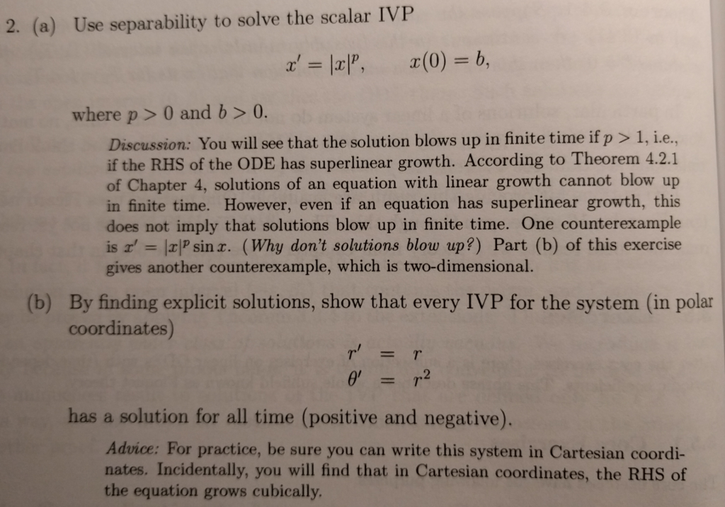 Solved 2. (a) Use separability to solve the scalar IVP r' = | Chegg.com