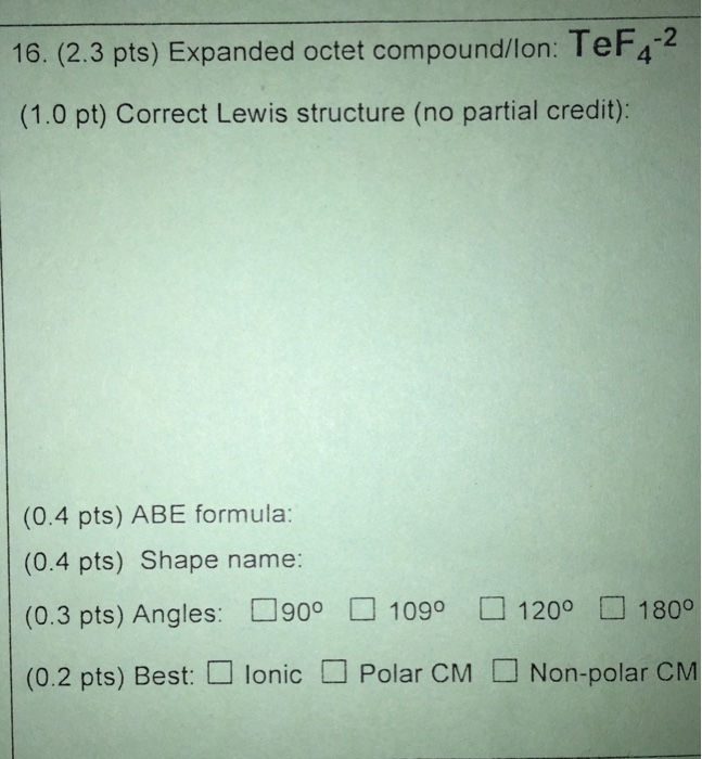 Solved -2 (1.0 pt) Correct Lewis structure (no partial | Chegg.com
