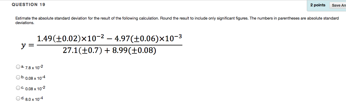 Solved Estimate the absolute standard deviation for the | Chegg.com