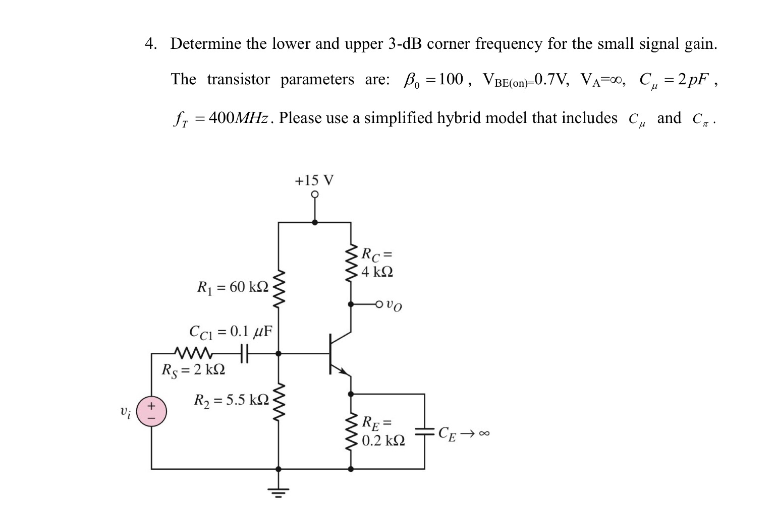 Solved Determine the lower and upper 3-dB corner frequency | Chegg.com