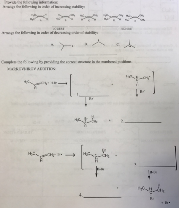 Solved Arrange the following in order or increasing | Chegg.com